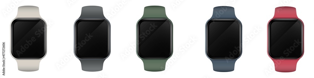 Realistic vector set of Apple watch on transparent background. Stock ...