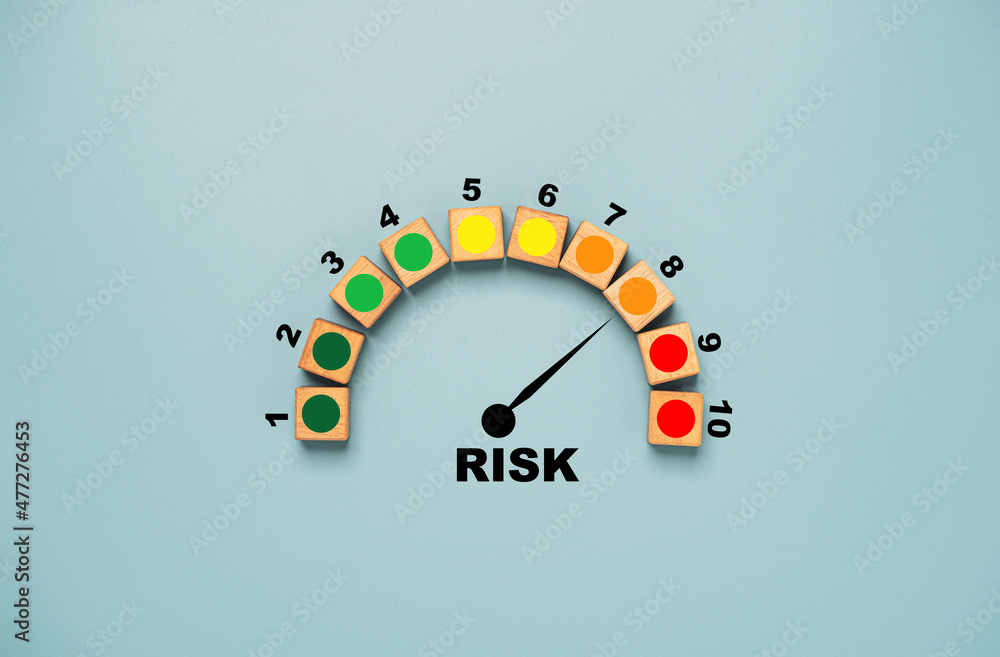 Risk level indicator rating print screen wooden cube block since low to ...