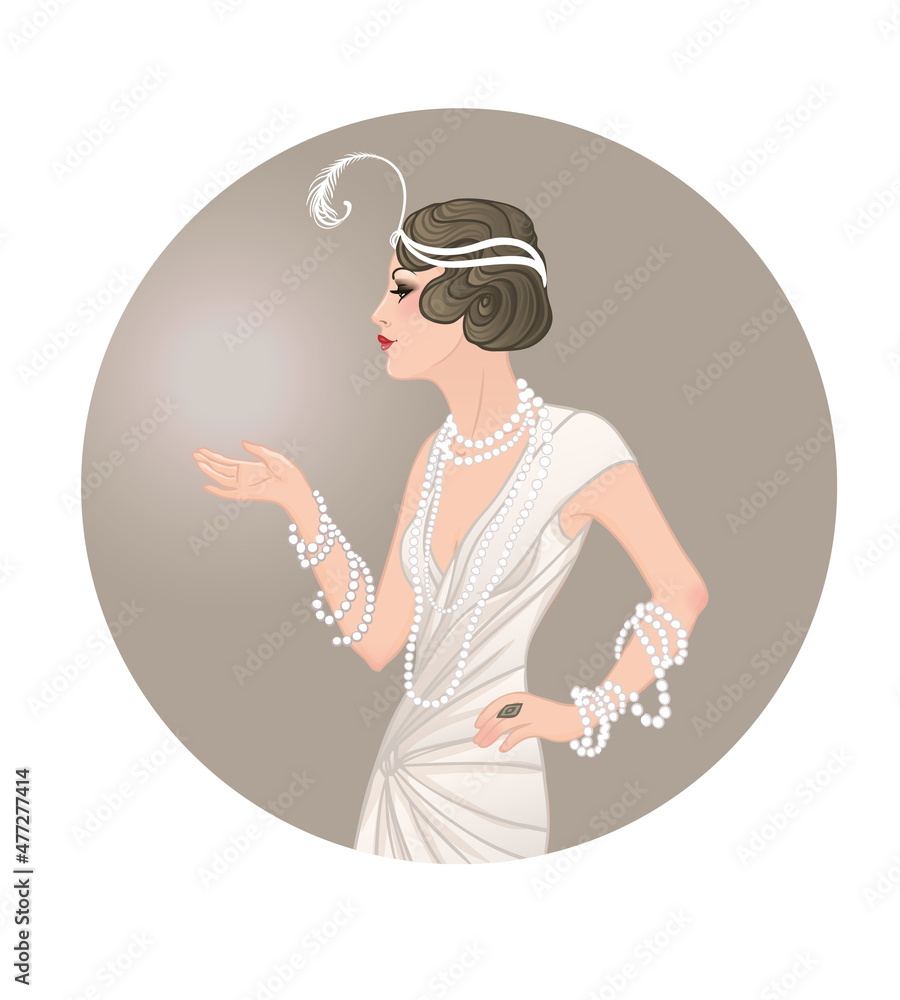 Flapper girl: Retro party invitation design template. Vector ...
