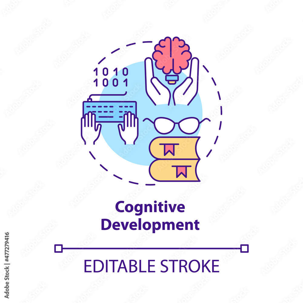 Cognitive development concept icon. Intelligence and skills. Coding ...