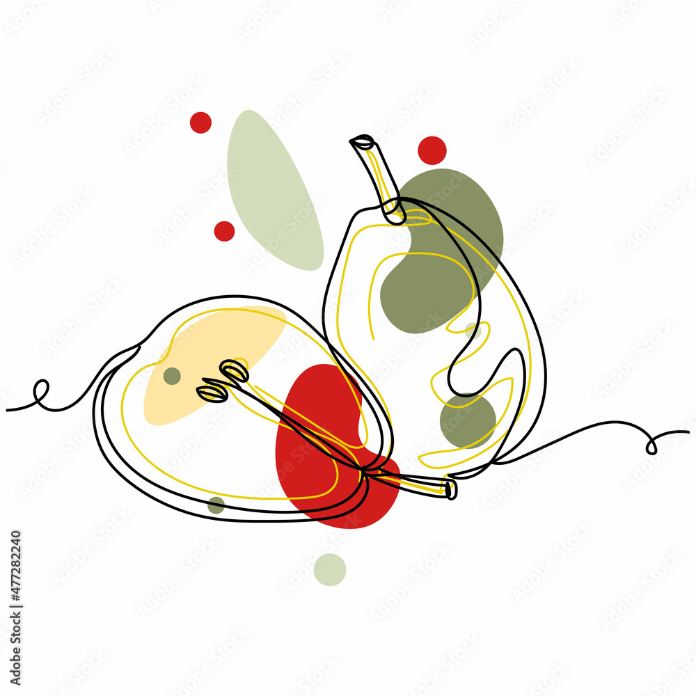 Continuous one simple single abstract line drawing of ripe pears icon ...