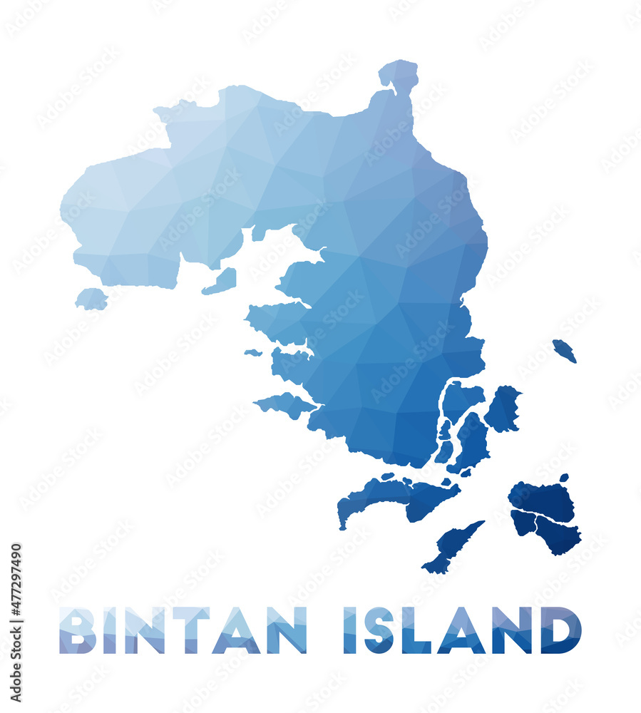 Low poly map of Bintan Island. Geometric illustration of the island ...