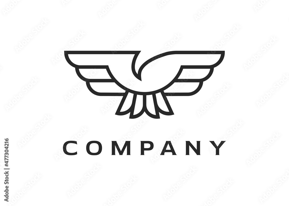 Strong Minimal Eagle Falcon Hawk Phoenix Bird Linear Line Logo Design ...