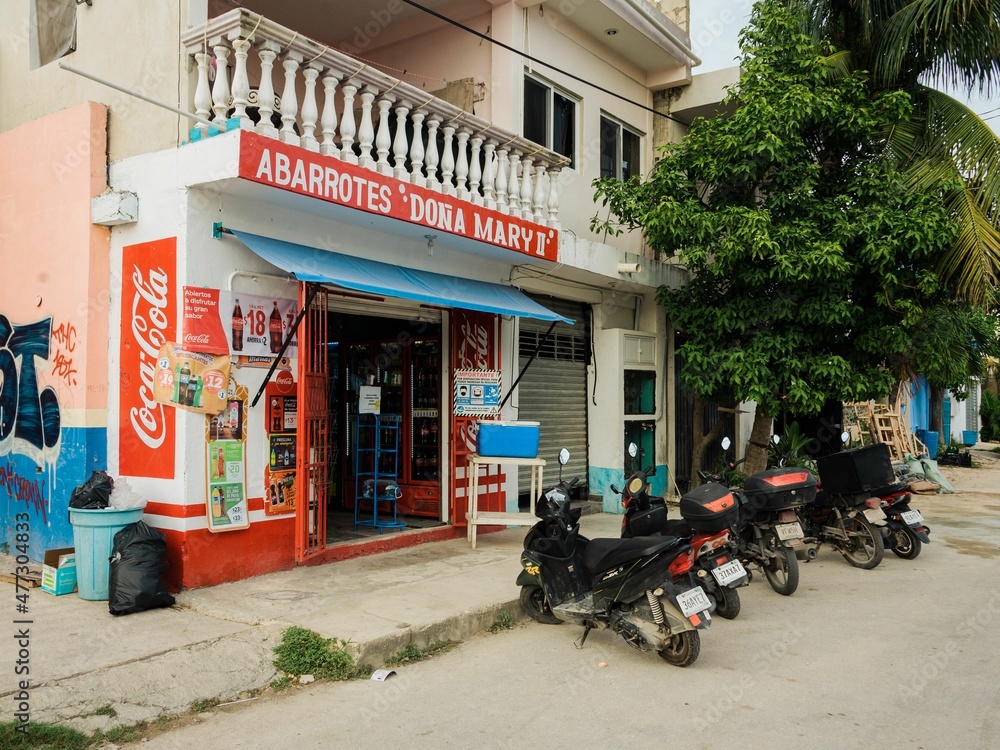 Small grocery store with hand-painted Coca-Cola sign, in Tulum ...