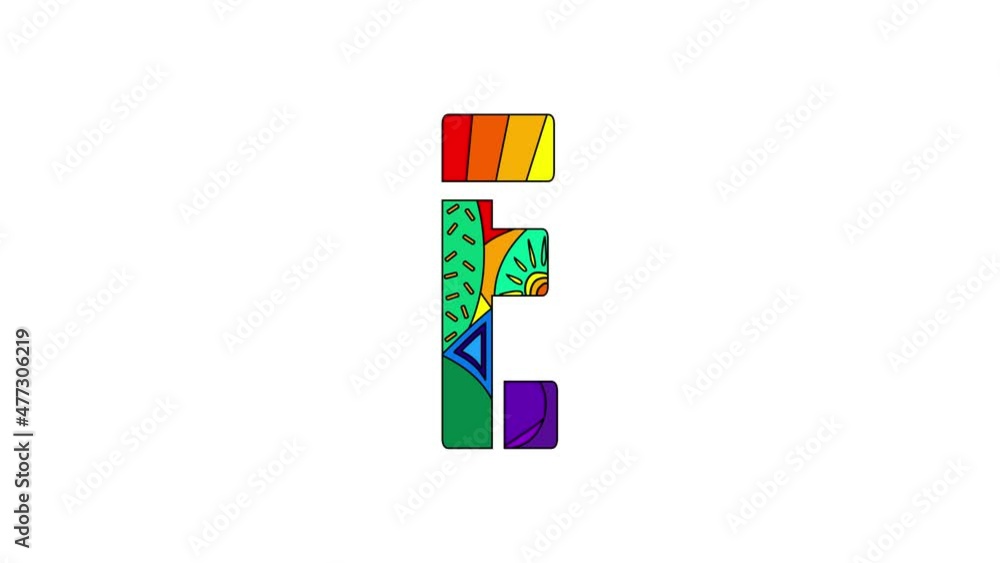 Letter E. Animated symbol or icon or logo made up of different elements ...