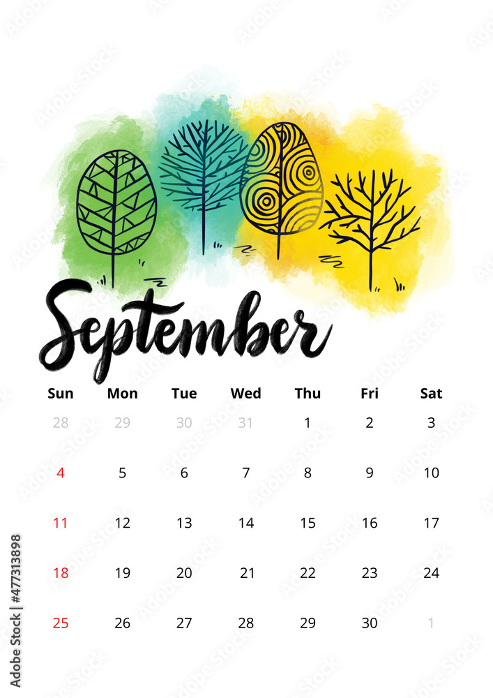 Cute September Calendar 2022
