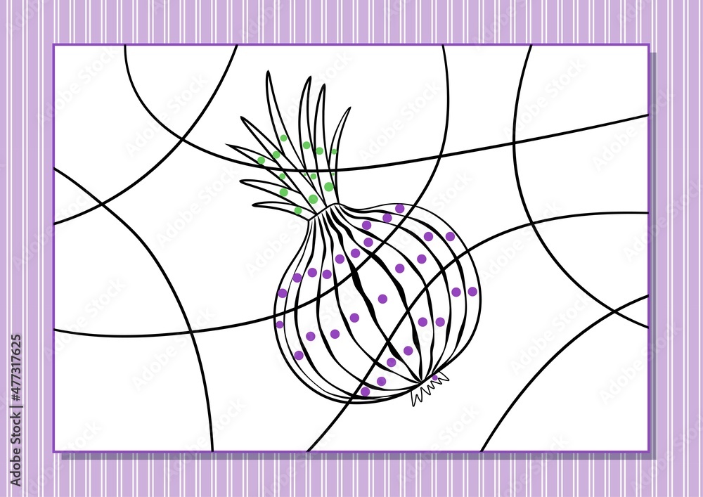 Cartoon coloring by dots for kids. Printable worksheet. Cartoon onion ...