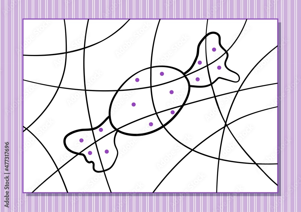 Cartoon coloring by dots for kids. Printable worksheet. Cartoon candy ...