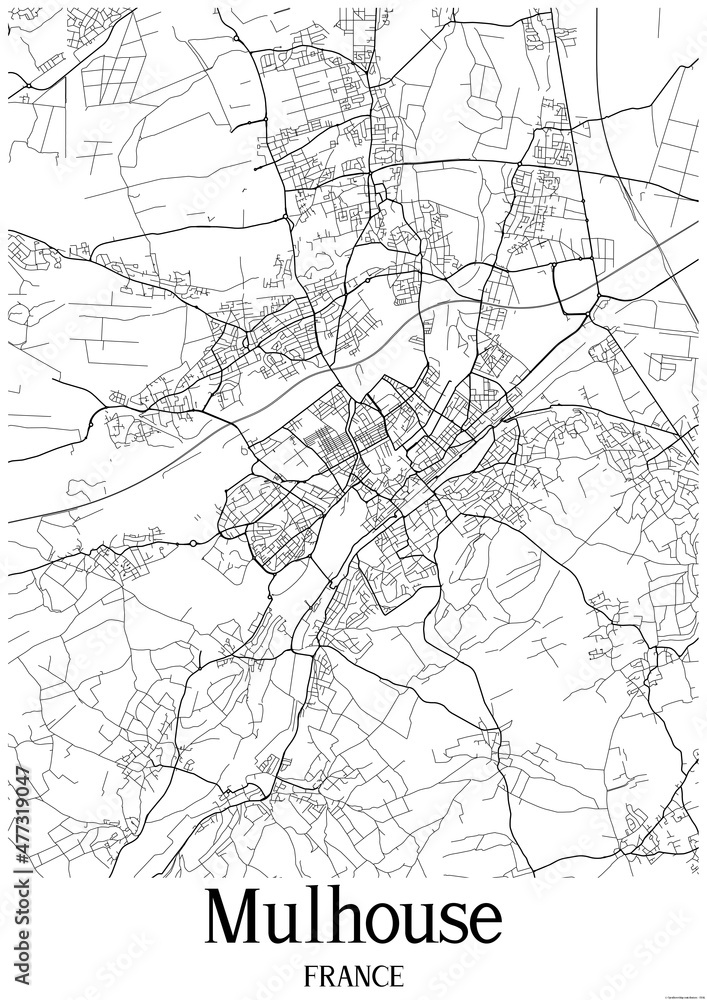 White map of Mulhouse France. Stock Illustration | Adobe Stock