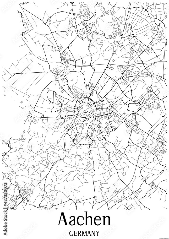 White map of Aachen Germany. Stock Illustration | Adobe Stock