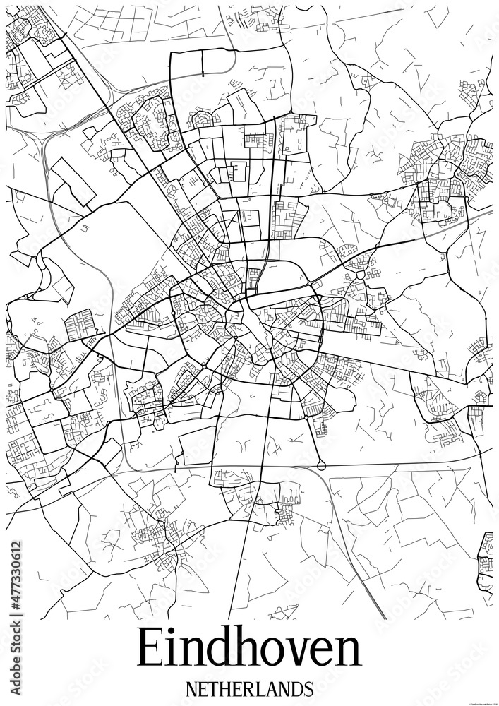White map of Eindhoven Netherlands. Stock Illustration | Adobe Stock