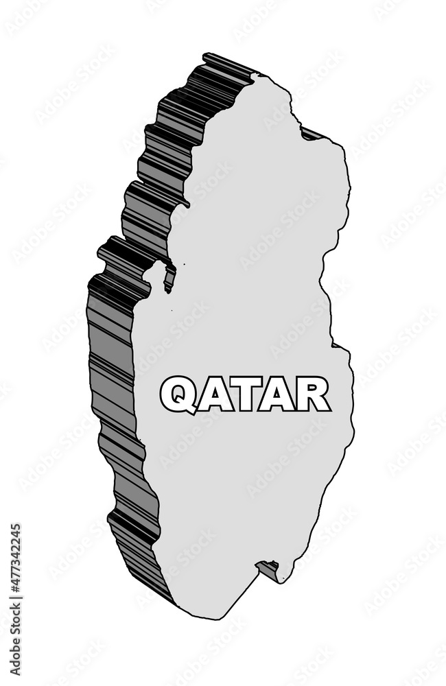 Outline 3D Map of Qatar Stock Vector | Adobe Stock
