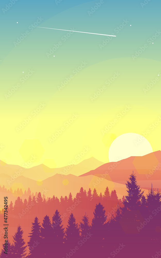 Mountain landscape. Travel flyer, background, booklet. Adventure ...