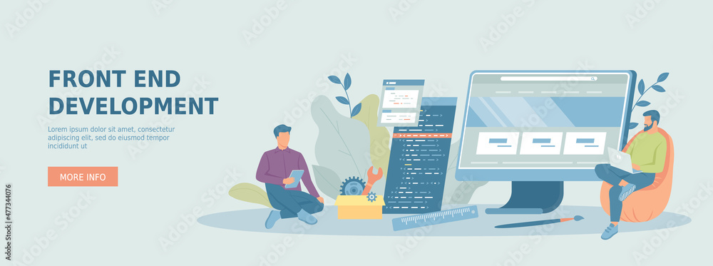 Front End development. The programmers is developing a website ui ux ...