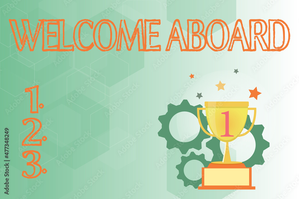 Text showing inspiration Welcome Aboard. Word Written on Expression of ...