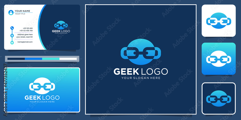 creative concept geek logo design with circle shape style. inspiration ...
