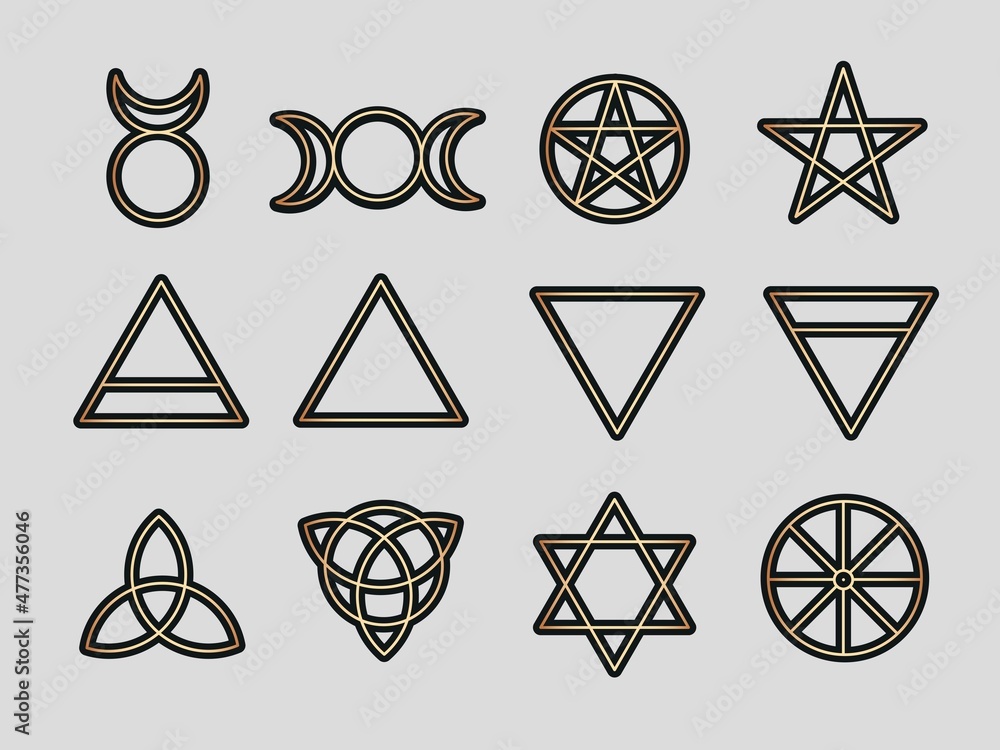 Set of Witches runes, wiccan divination symbols. Ancient occult symbols ...