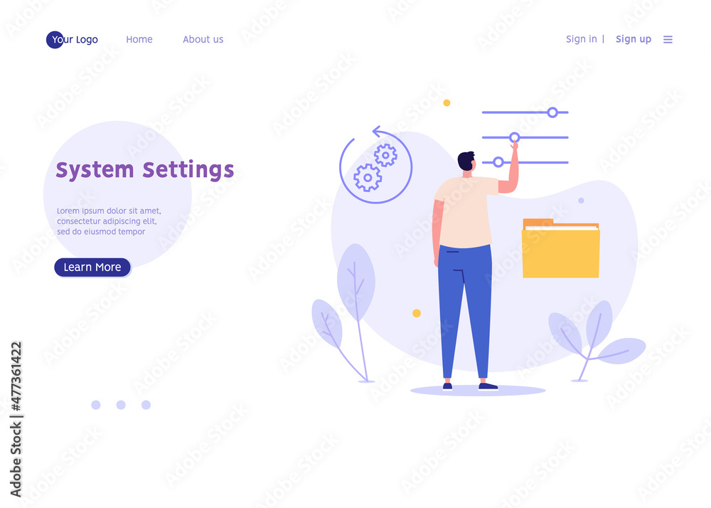 Stockvector User controlling system configuration and settings. Data ...