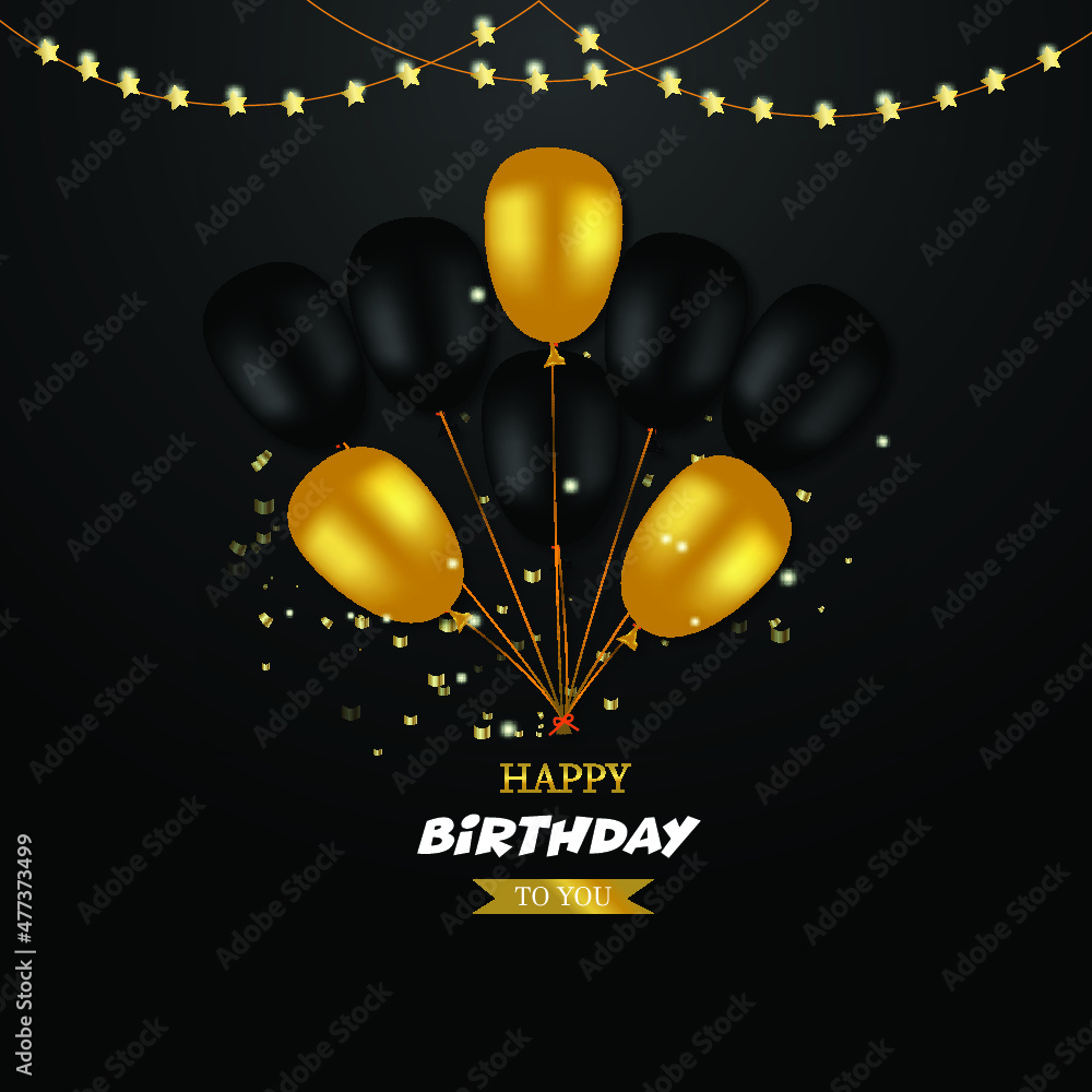 Realistic birthday background with golden balloons Free Vector Stock ...