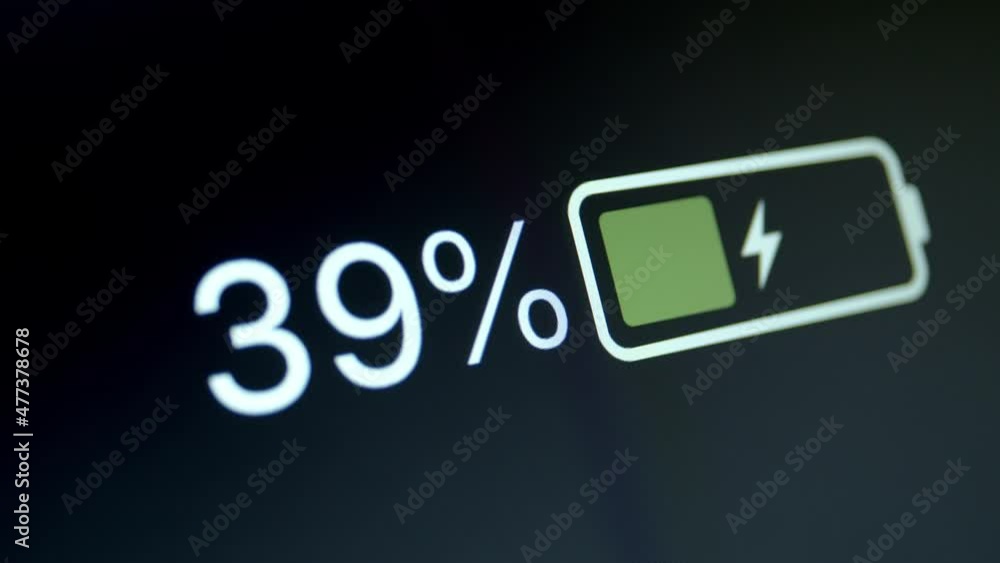 Charging Mobile Phone Battery With Charger Indicator Closeup Stock ...