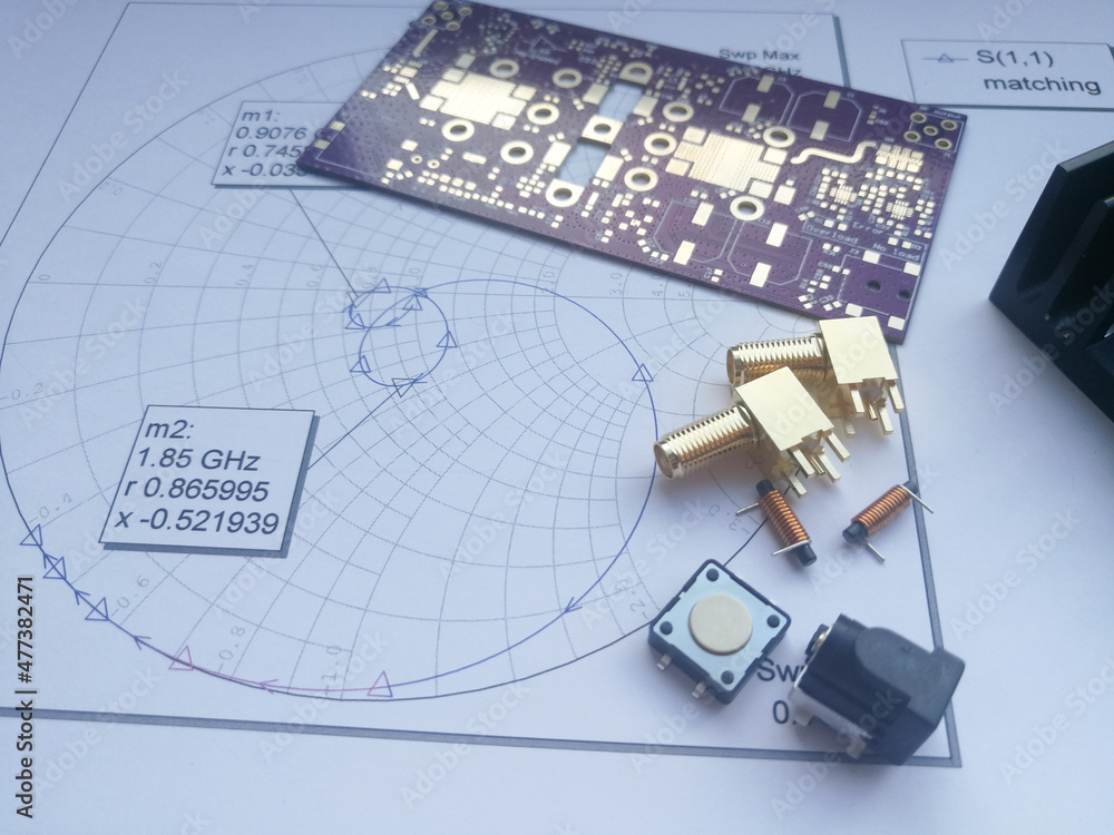 RF PCB and Smith chart for design Stock Photo | Adobe Stock