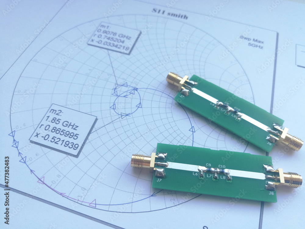 Fotografía RF PCB filters and impedance matching Smith chart, Audrius ...