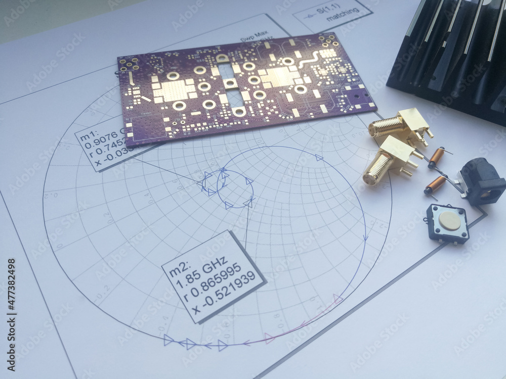 RF PCB and Smith chart for design Stock Photo | Adobe Stock