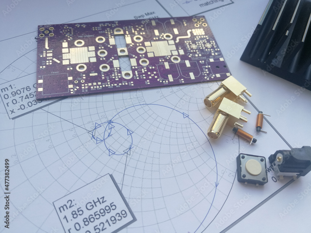 RF PCB and Smith chart for design Stock Photo | Adobe Stock