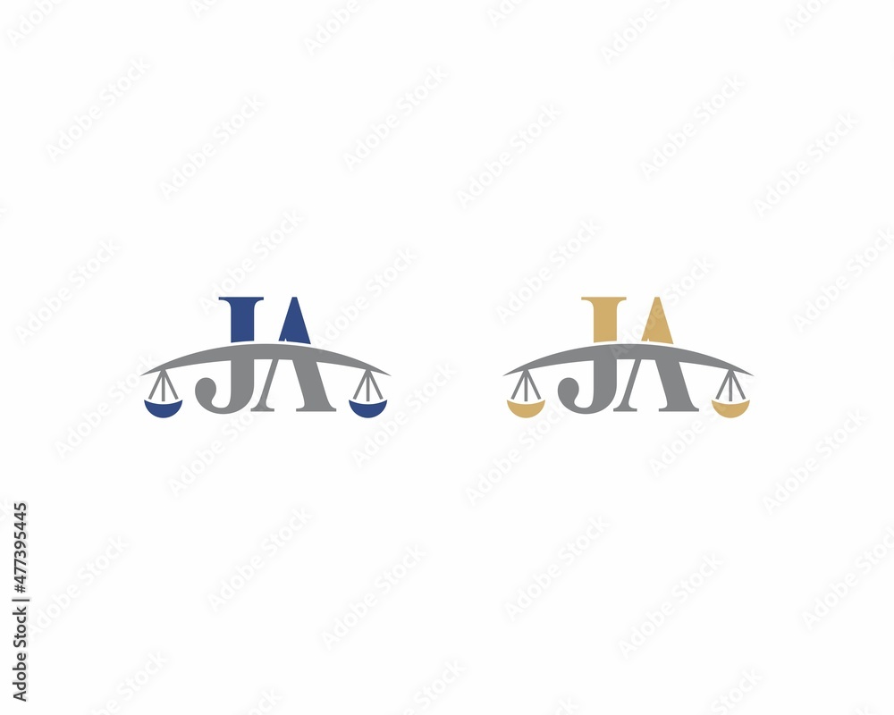 Letters JA Logo With Scale of Justice Logo Icon 001 Stock Vector ...