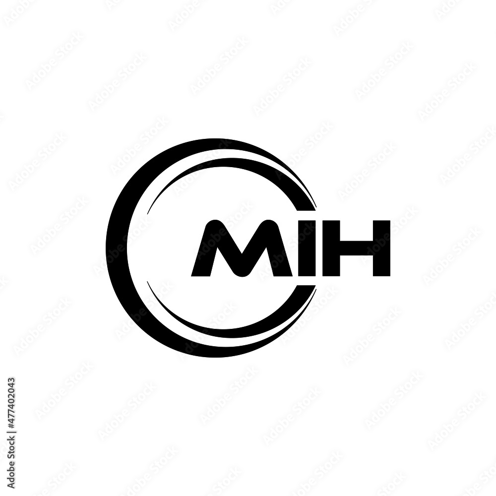 MIH letter logo design with white background in illustrator, vector ...