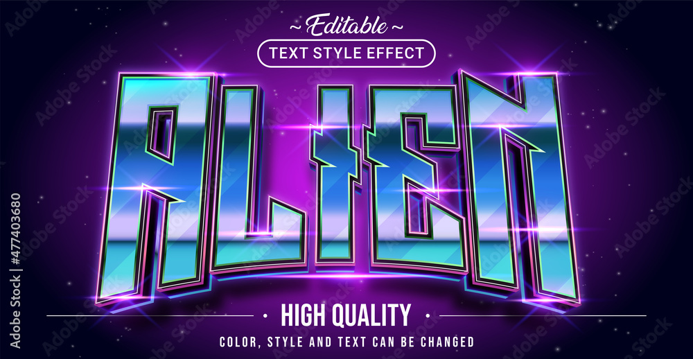 Editable text style effect - Alien text style theme. Stock Vector ...