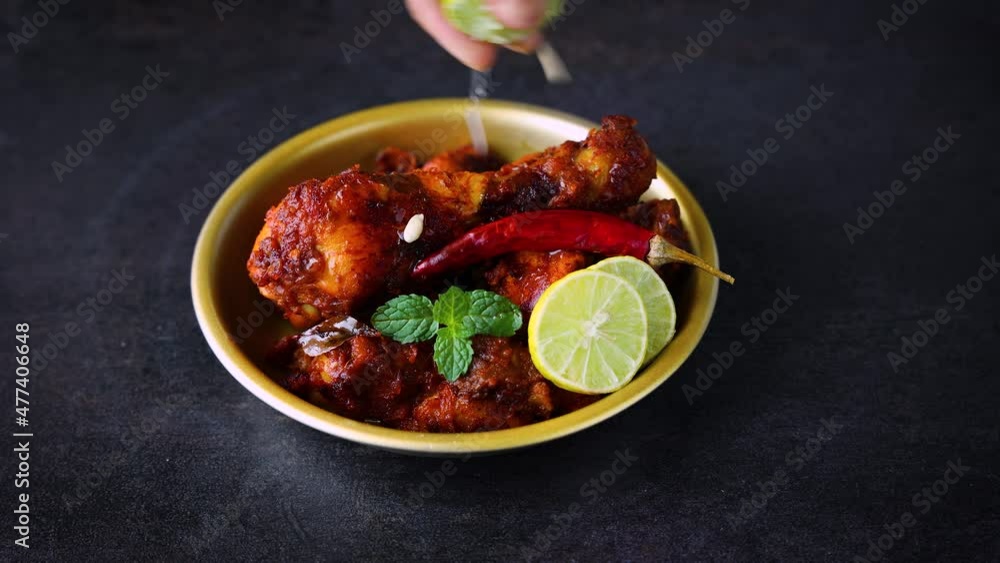 Fried chicken Kebab Kabab Chicken Tikka Masala woman hand serving ...