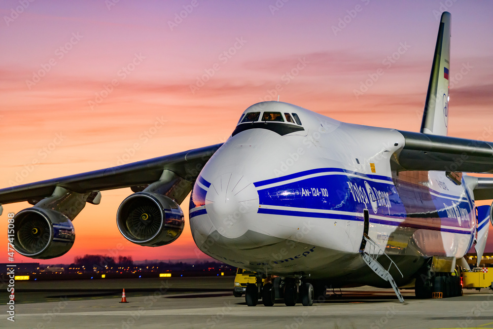 hoersching, austria, 22 dec 2021, antonov ah-124-100 operated by volga ...