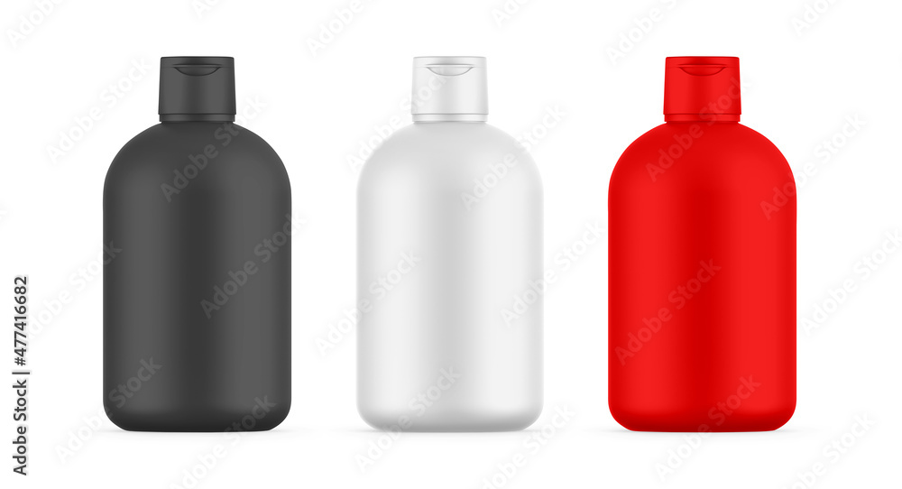 Blank matte cosmetic bottle with flip top cap mockup template for ...