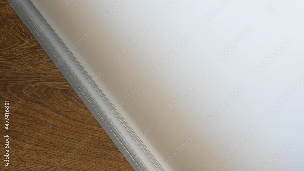 Top view of aluminum rails with wheels close-up. Wardrobe sliding door ...