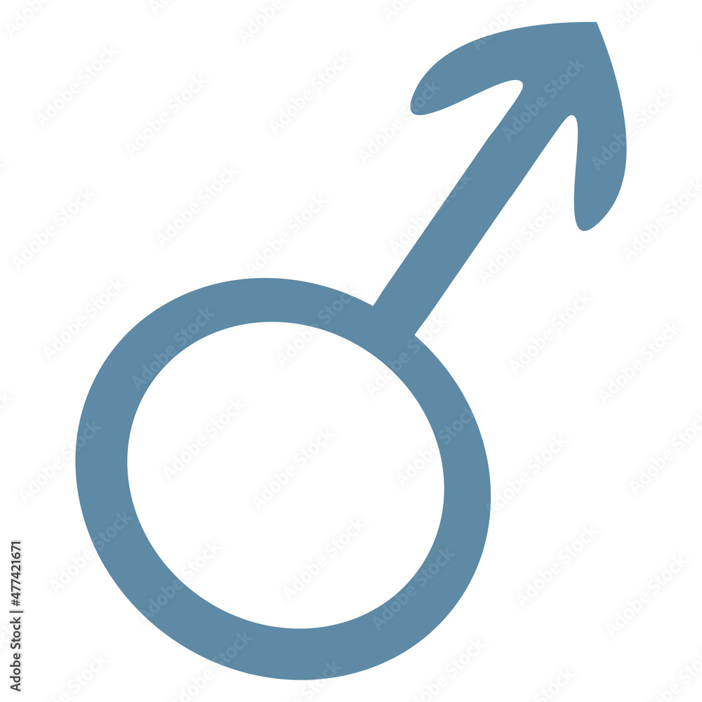 Gender symbol. Male gender. The sign is blue. Colored vector ...