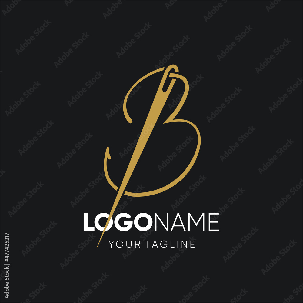 Letter B Sewing Needle Logo Design Vector Icon Graphic Emblem ...