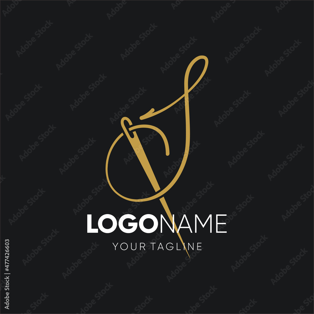 Letter S Sewing Needle Logo Design Vector Icon Graphic Emblem ...