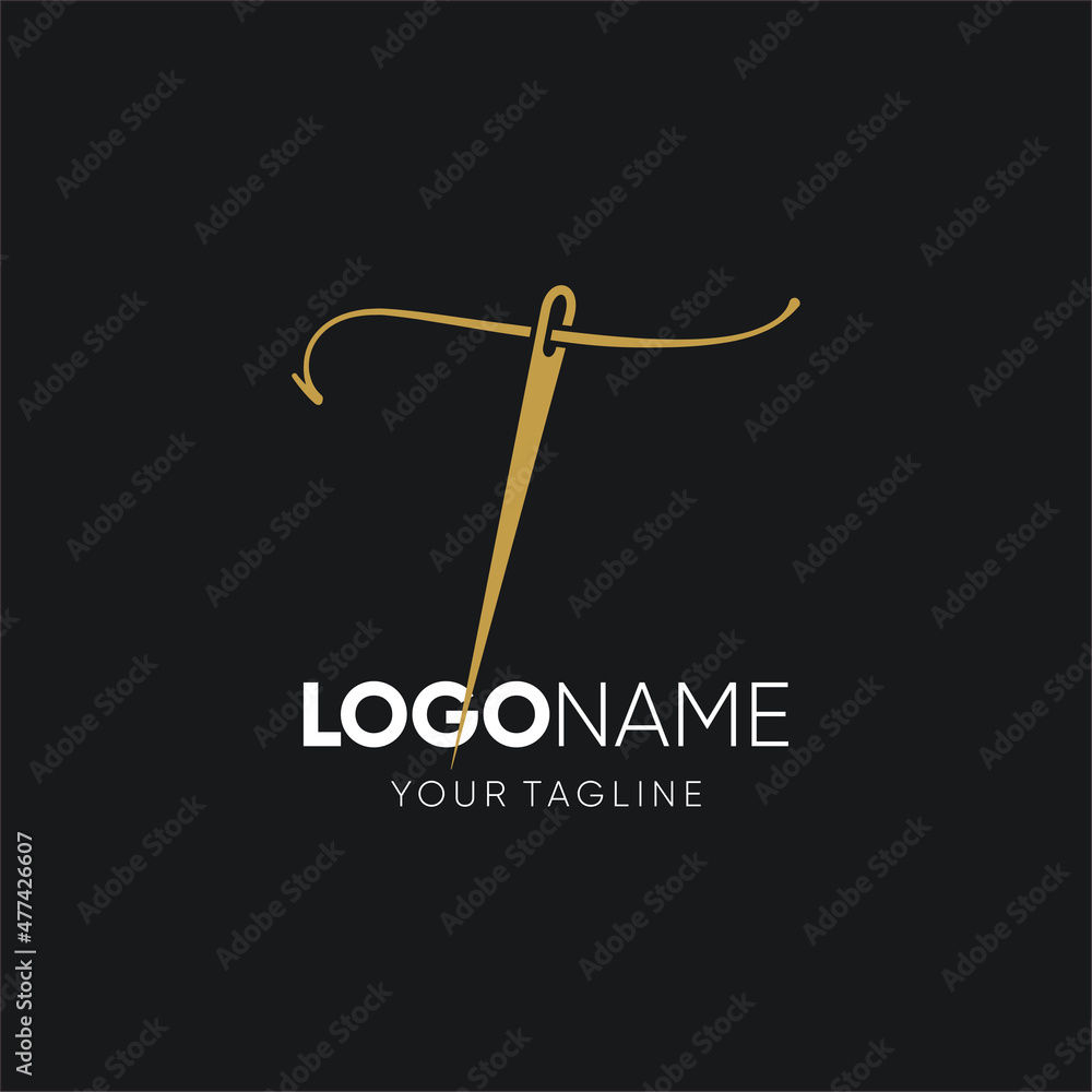 Letter T Sewing Needle Logo Design Vector Icon Graphic Emblem ...