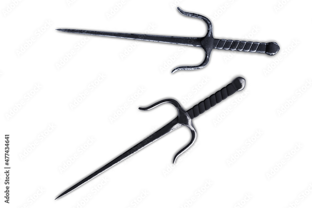 Pair of Sai - traditional okinawan weapon on a white background 3d ...
