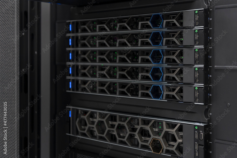 Data Center With Multiple Rows of Fully Operational Server Racks ...