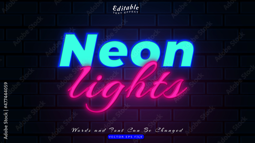 neon lights text effect Stock Vector | Adobe Stock neon lights text effect Stock Vector | Adobe Stock