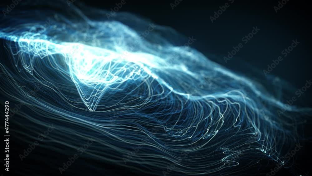 Abstract Light Fiber Strings Flowing Background Loop/ 4k animation of ...