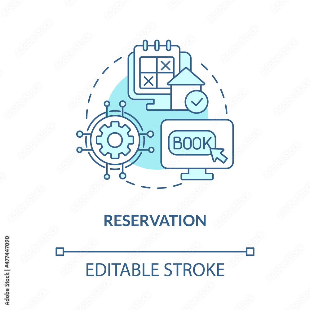 Reservation turquoise concept icon. Module of property management ...