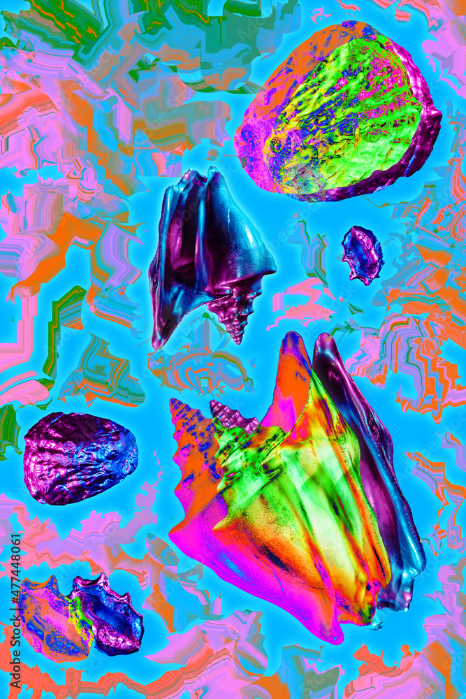 Contemporary art collage, modern bold design. Colorful composition with ...