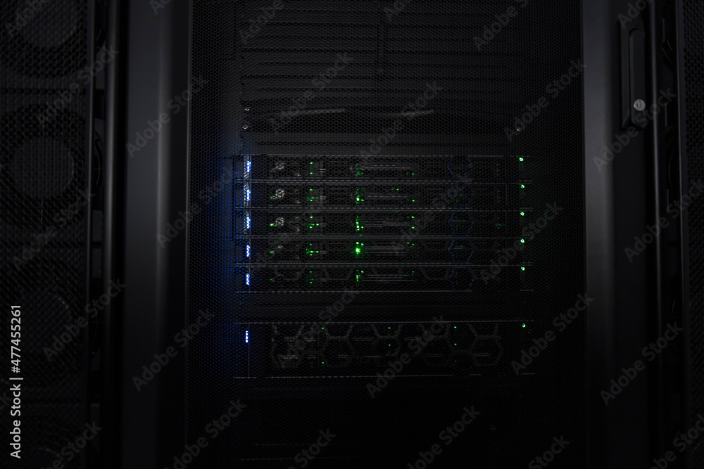 Data Center With Multiple Rows of Fully Operational Server Racks ...