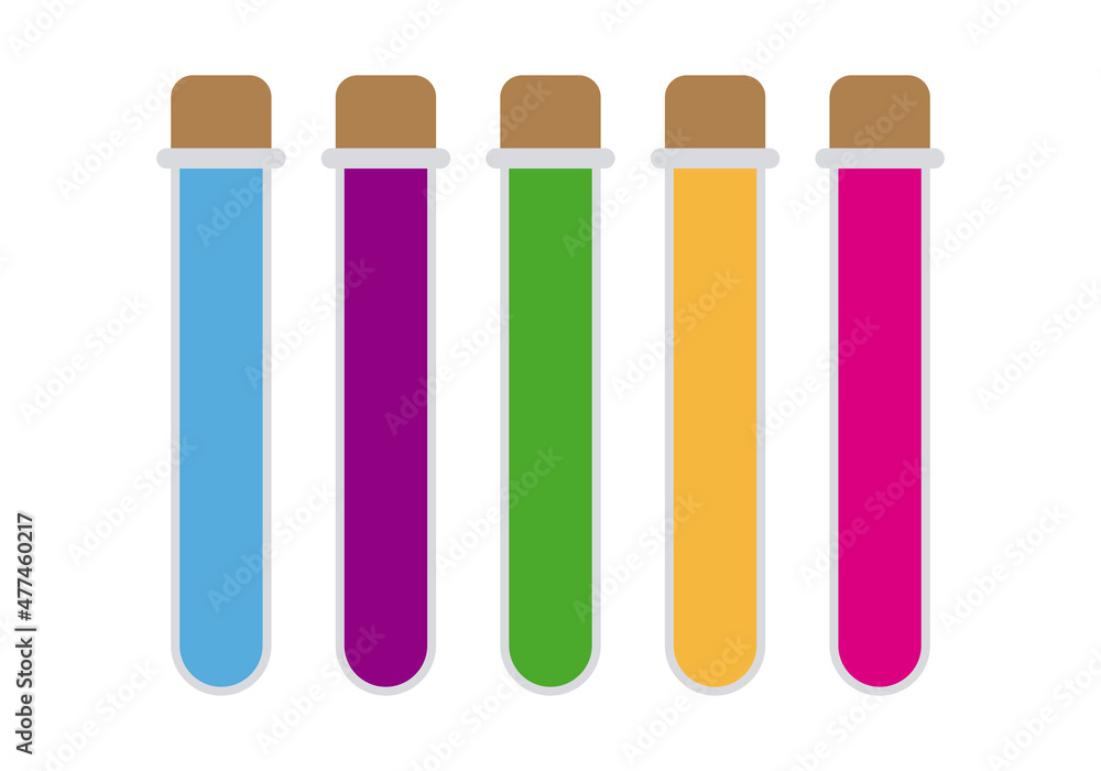 Probetas de cristal con pociones en fondo blanco. Stock Vector | Adobe ...