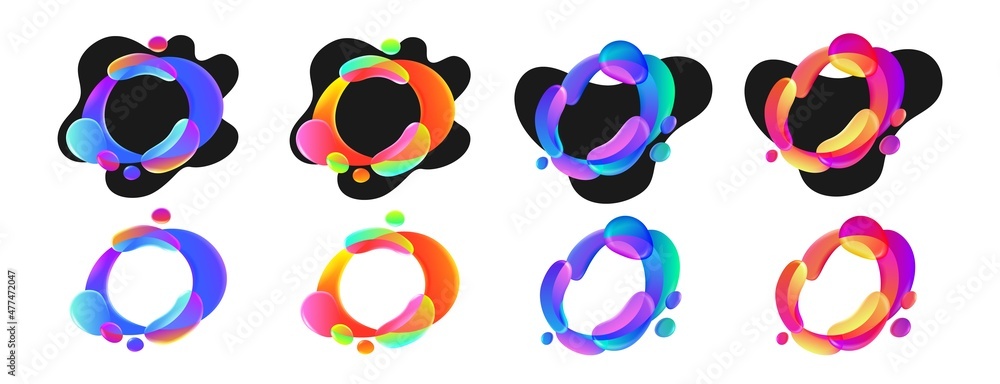 Abstract blur frame set with free fluid form shapes in vibrant color ...