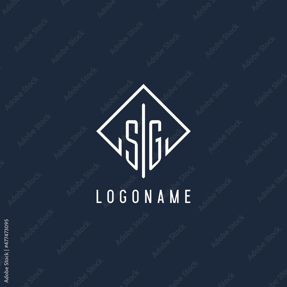 SG initial logo with luxury rectangle style design Stock Vector | Adobe ...