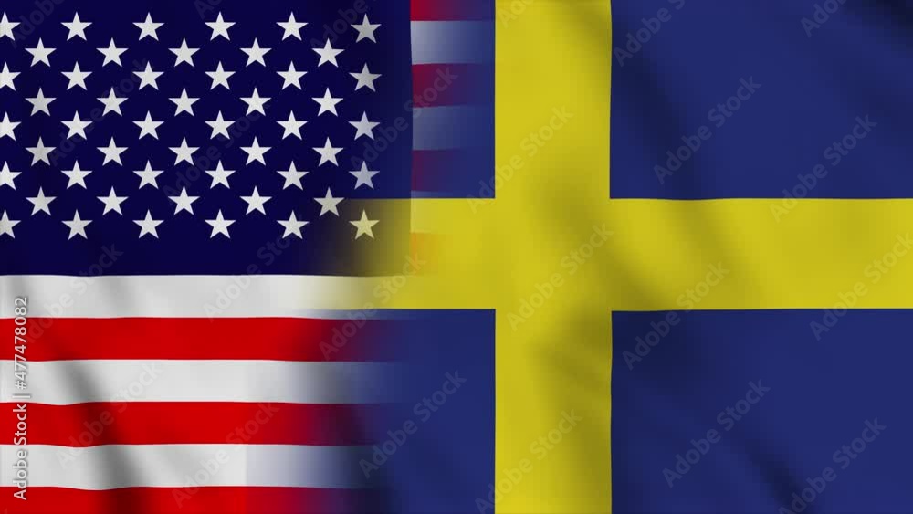 USA and Sweden flag video animation. The USA and Sweden Mixed country ...
